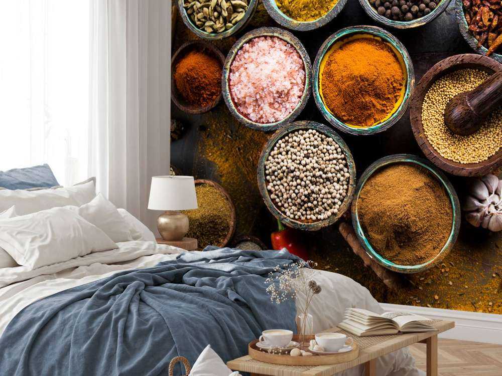 Verschillende soorten kruiden en specerijen fotobehang - Fotobehang.nl